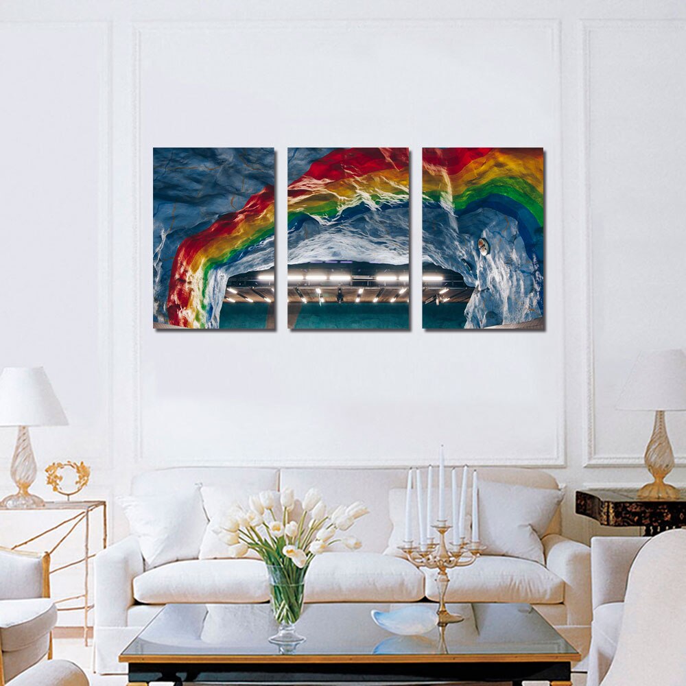 Set Tablouri Multicanvas 3 piese, Art Star, Metrou colorat frumos ...