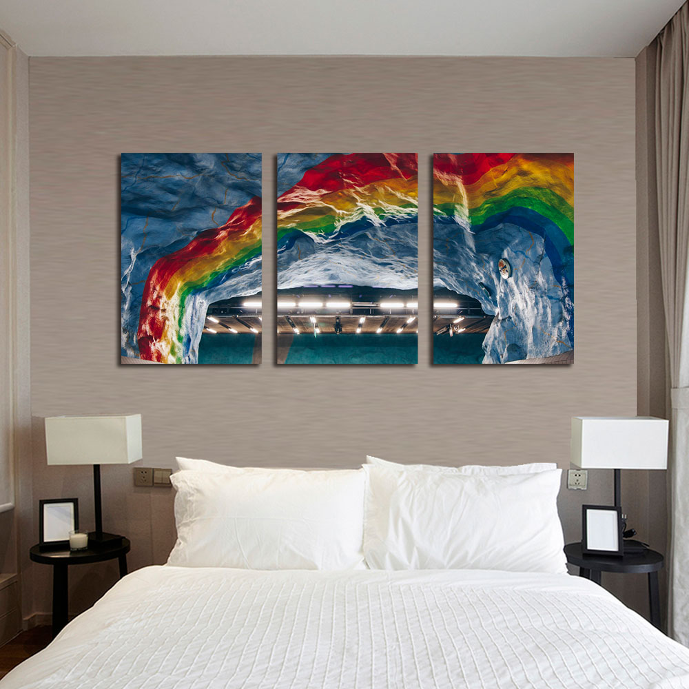 Set Tablouri Multicanvas 3 piese, Art Star, Metrou colorat frumos ...