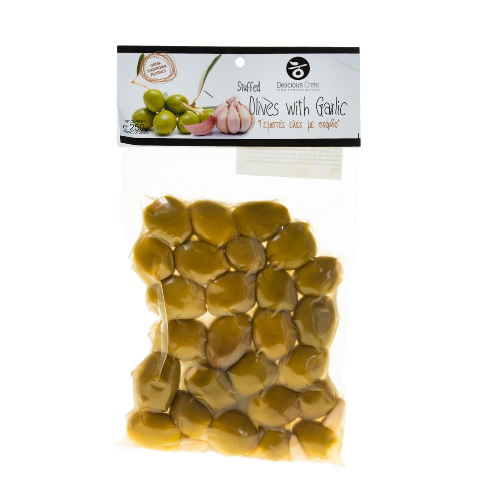 Masline verzi umplute cu usturoi, 100% ingrediente naturale, vidate ...