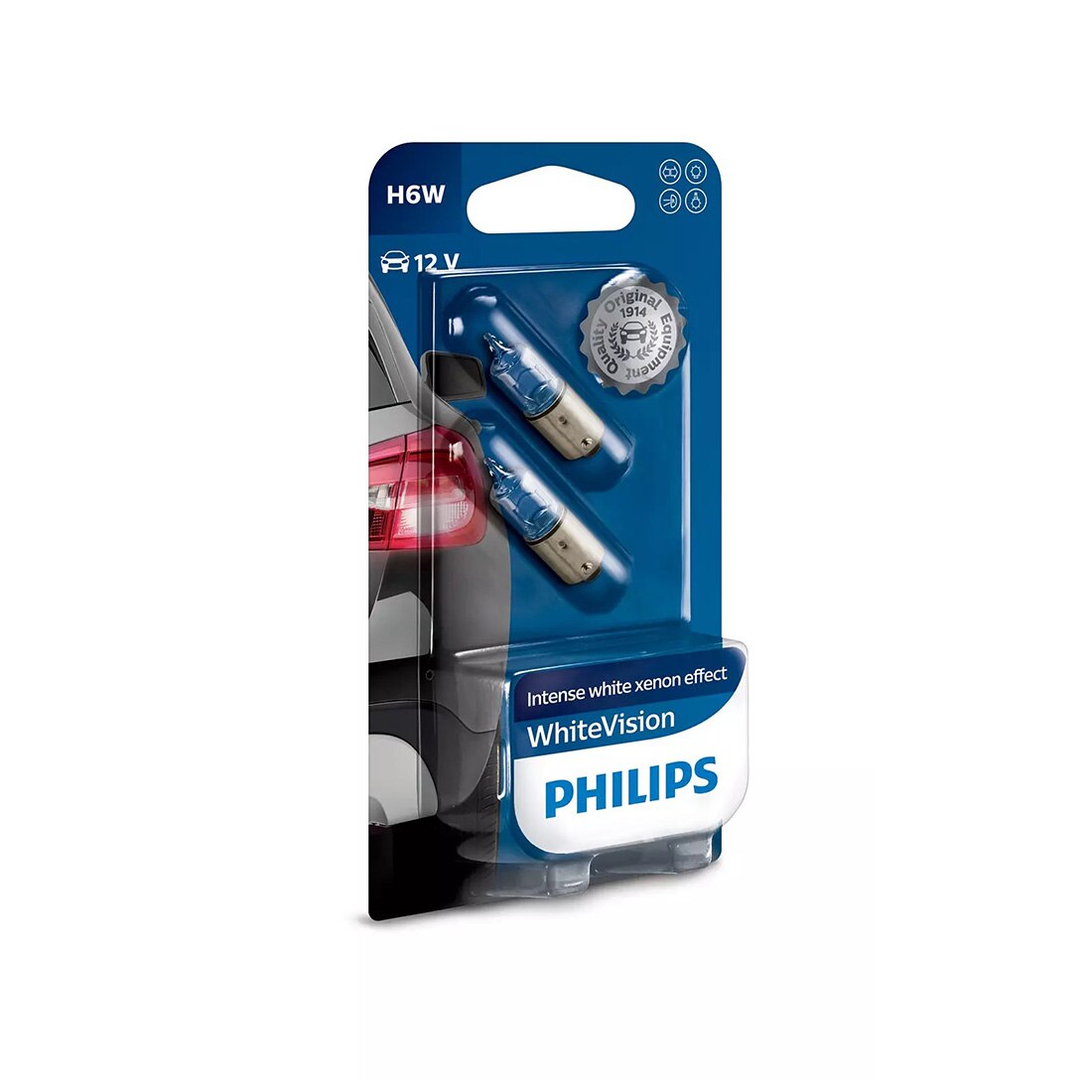 Set 2 Becuri auto auxiliare cu halogen Philips H6W Vision, 12V, 6W ...