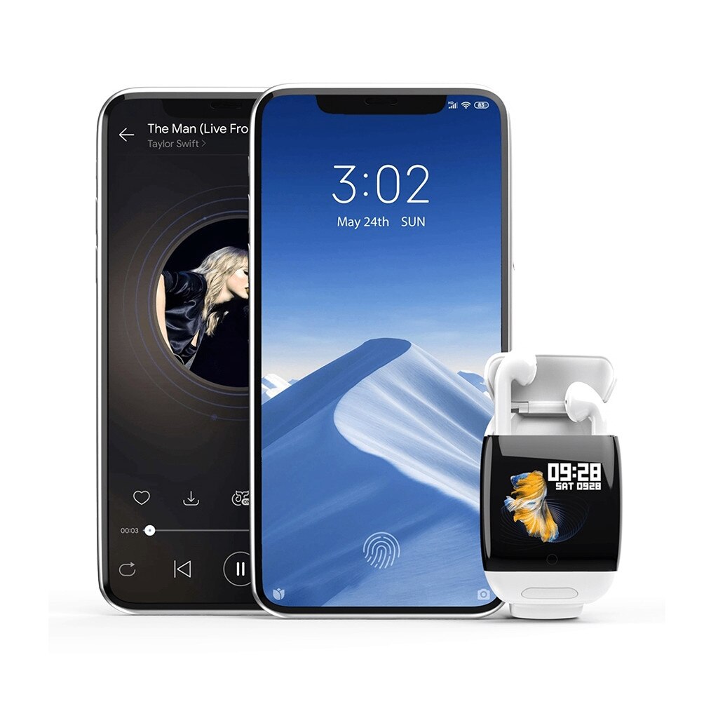 Smartwatch cu casti Kinex G36, Multisport, Calorii, Alb - eMAG.ro