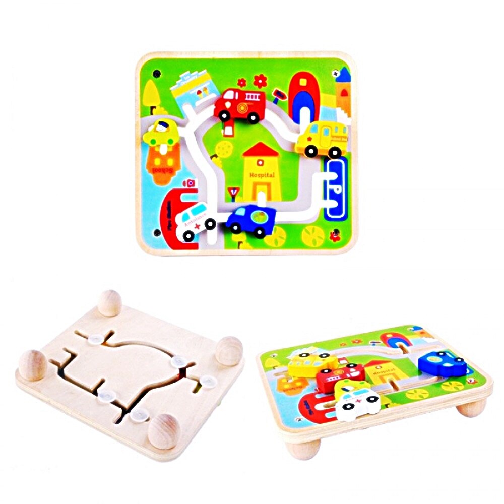 Labirint cu masini 3D, varsta 1-3 ani, oras cu masini, Montessori joc ...