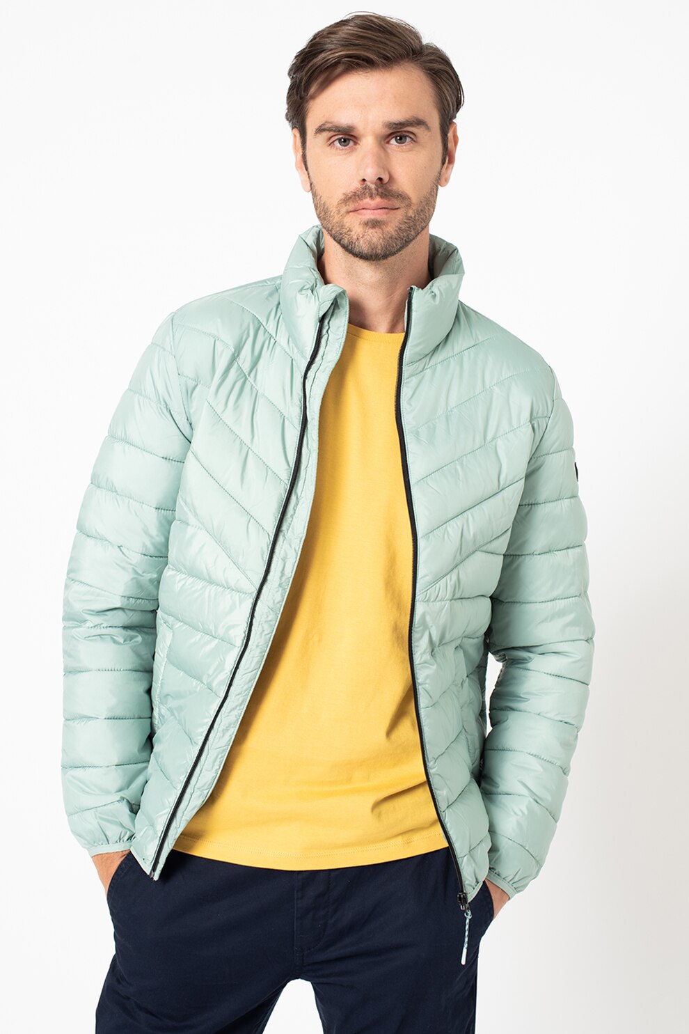 Tom Tailor, Geaca usoara cu aspect matlasat, Verde menta, XL - eMAG.ro