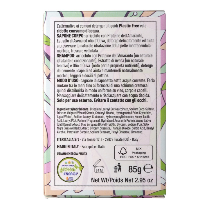 Sampon solid pentru par si corp, Iteritalia, cu proteine din amarant ...