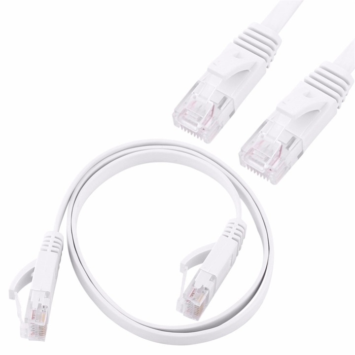 Cablu UTP Retea NUODWELL, Alb, Format Plat Flexibil Cat6, 10m Lungime ...