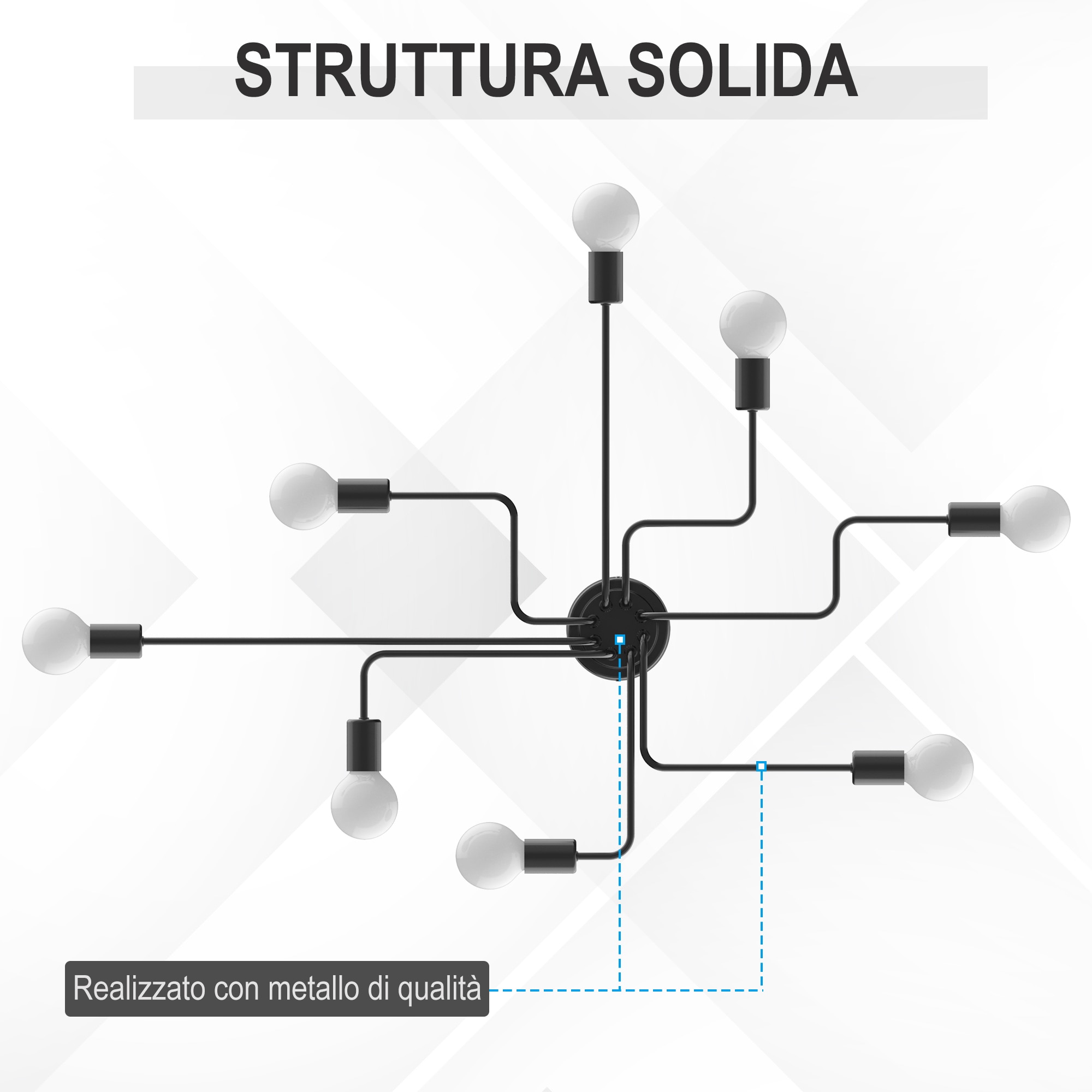 Lustra tip tuburi metalice HOMCOM, 105x74x11 cm - eMAG.ro
