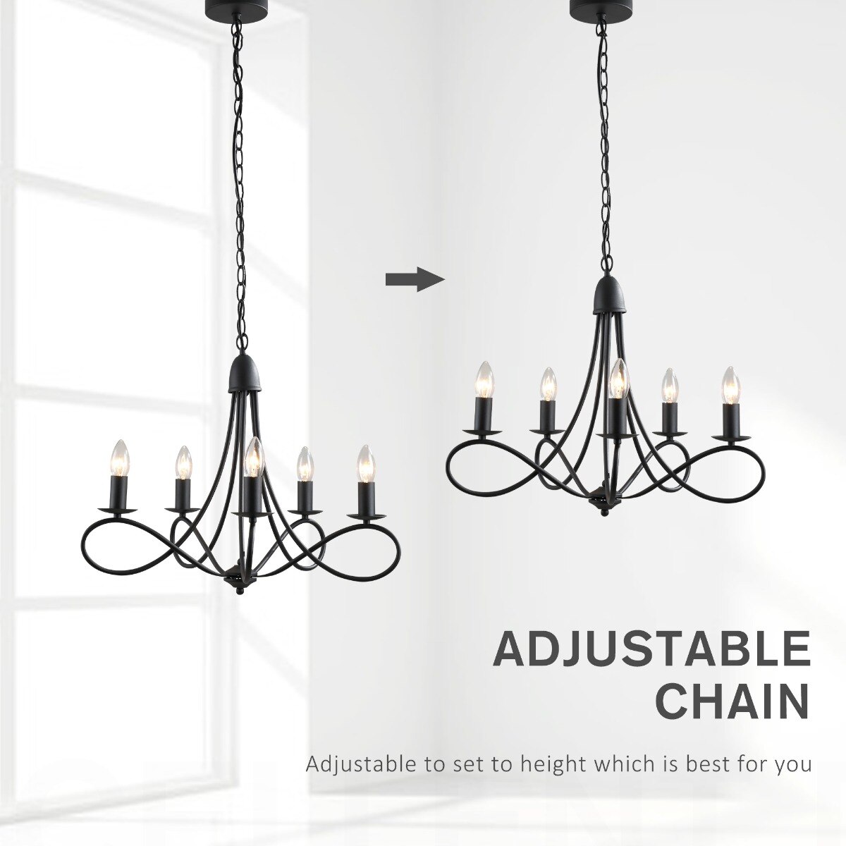 Candelabru cu inaltime reglabila HOMCOM, 58x45 cm, Negru - eMAG.ro