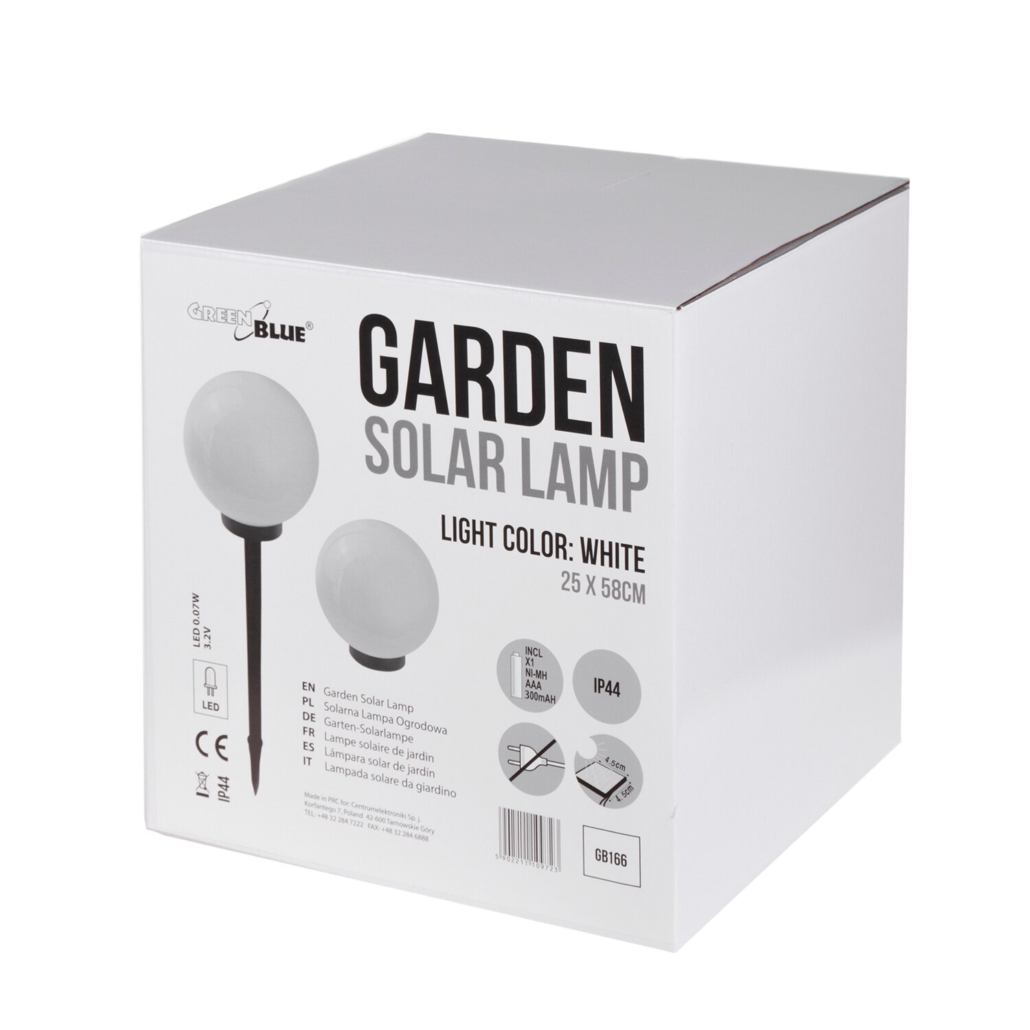 Lampa solara de gradina 25 x 58 cm, GB166, alb - eMAG.ro
