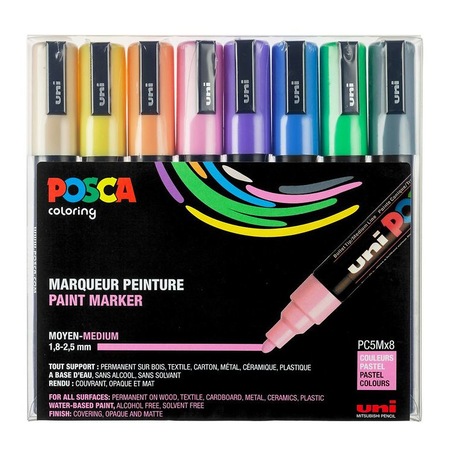Set 8 markere, Posca PC5M, cu varf mediu, culori pastelate - eMAG.ro