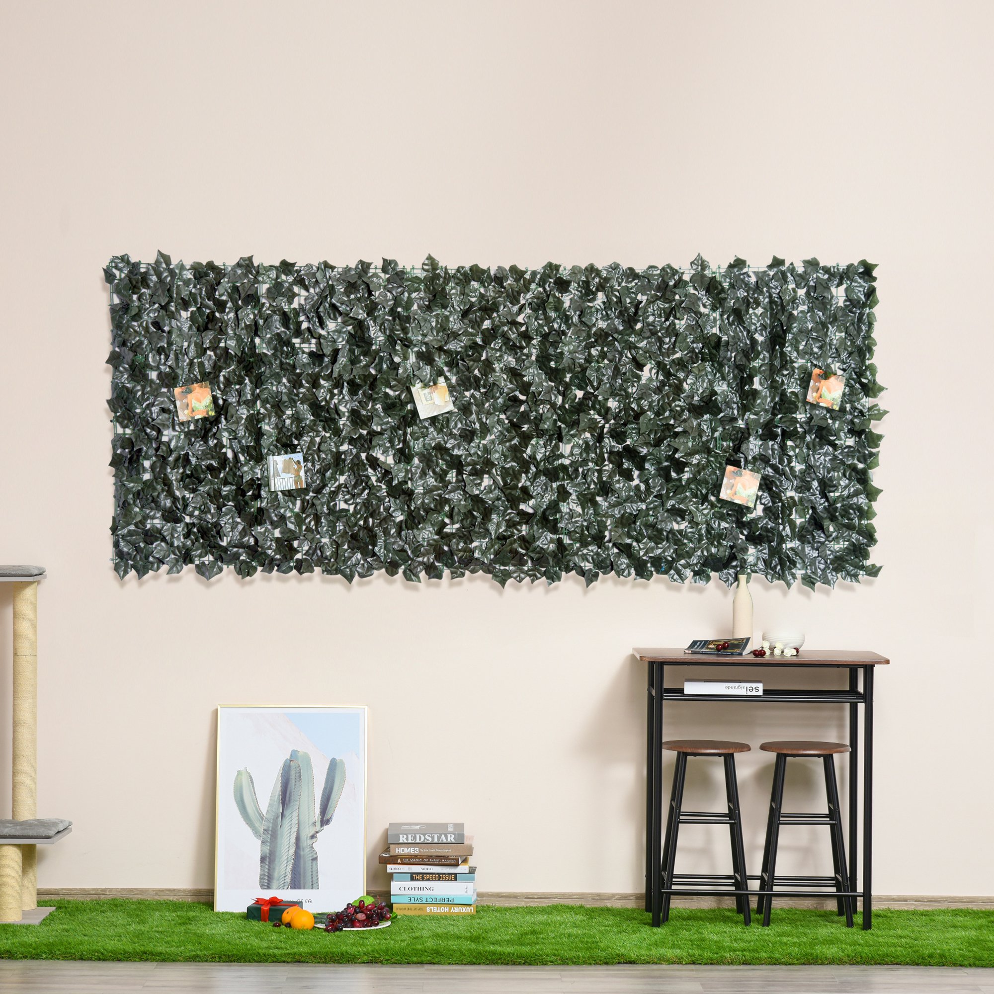 Gard artificial cu frunze Outsunny, Pentru balcon/gradina, 240x100 cm ...