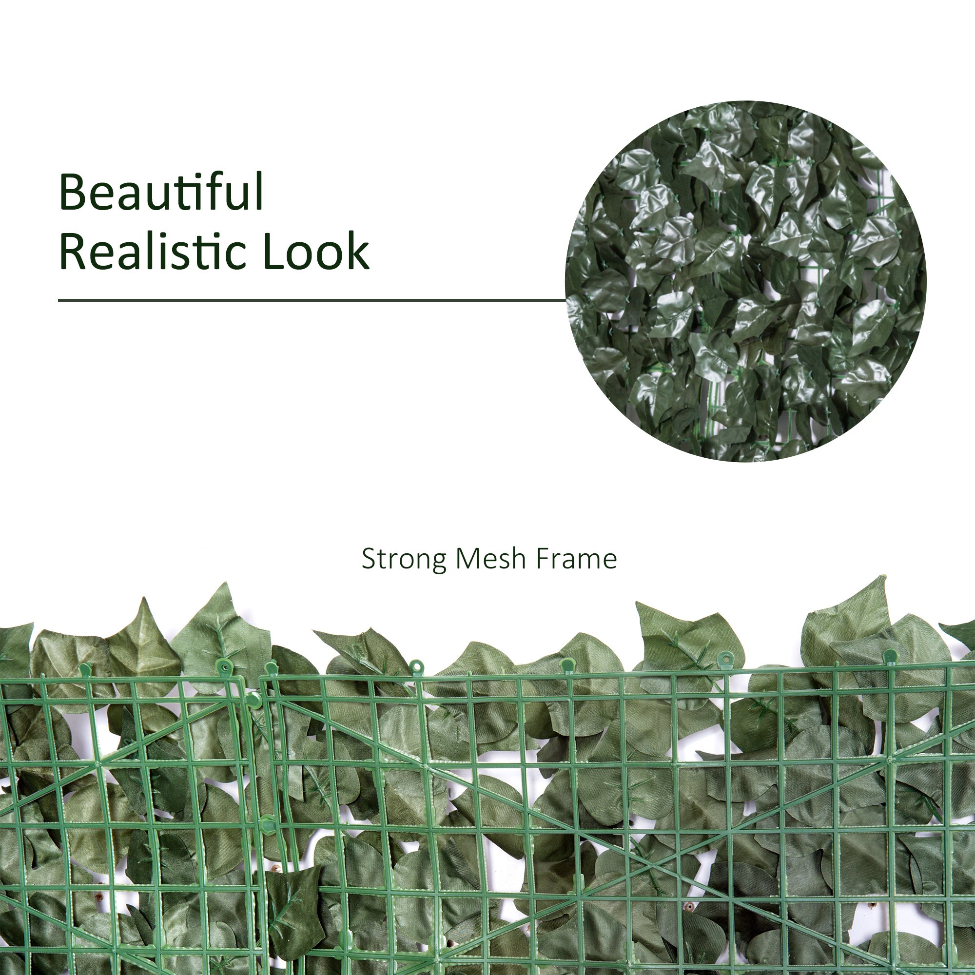 Gard artificial cu frunze Outsunny, Pentru balcon/gradina, 240x100 cm ...