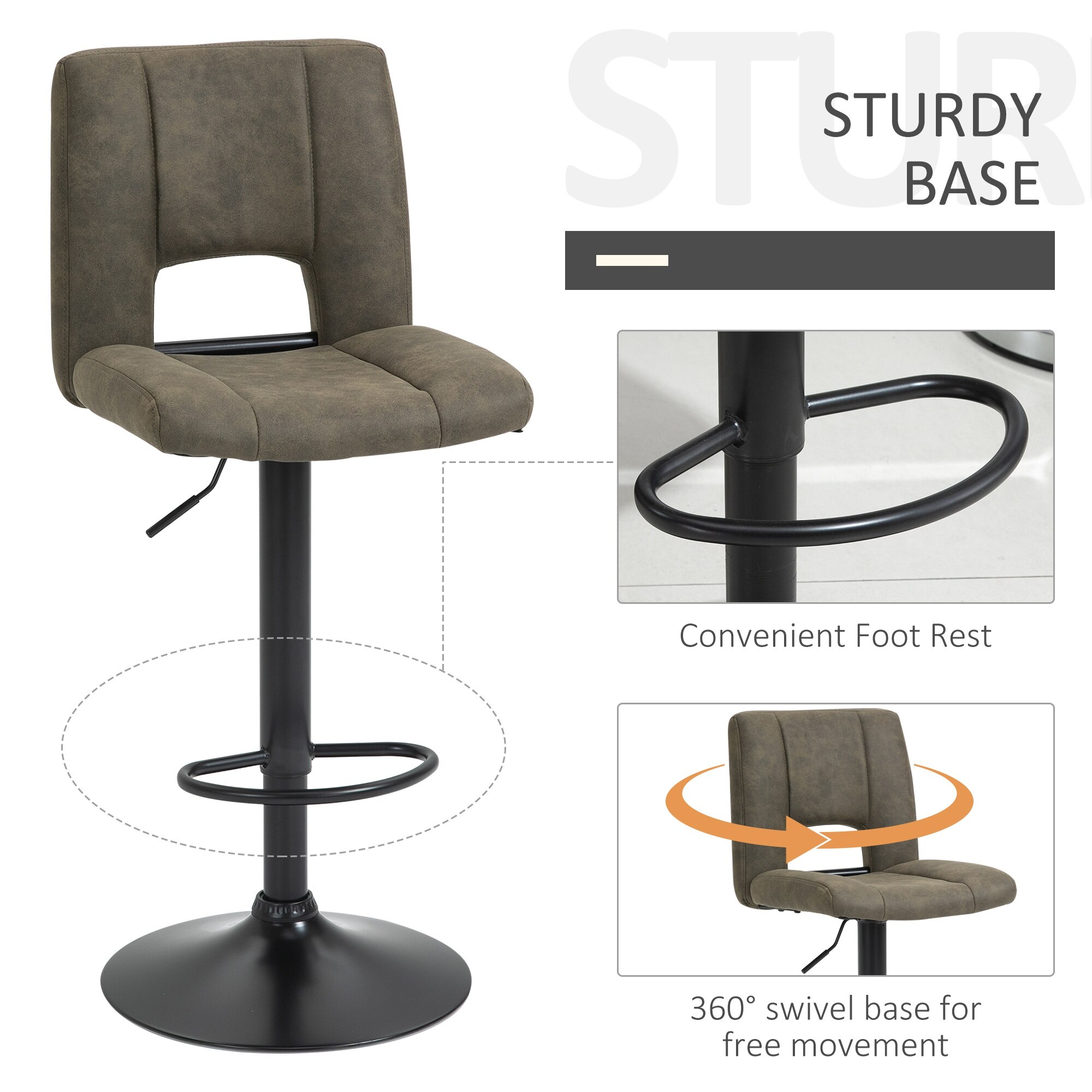 Set 2 scaune inalte HOMCOM, Spatar, Suport picioare, Inaltime reglabila ...