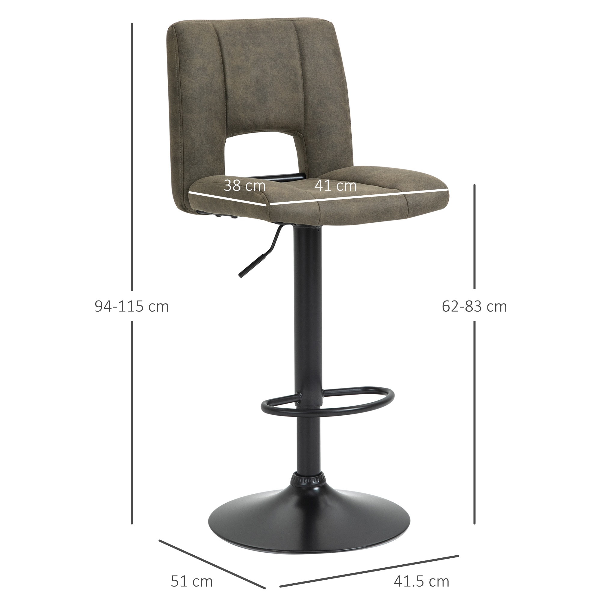 Set 2 scaune inalte HOMCOM, Spatar, Suport picioare, Inaltime reglabila ...