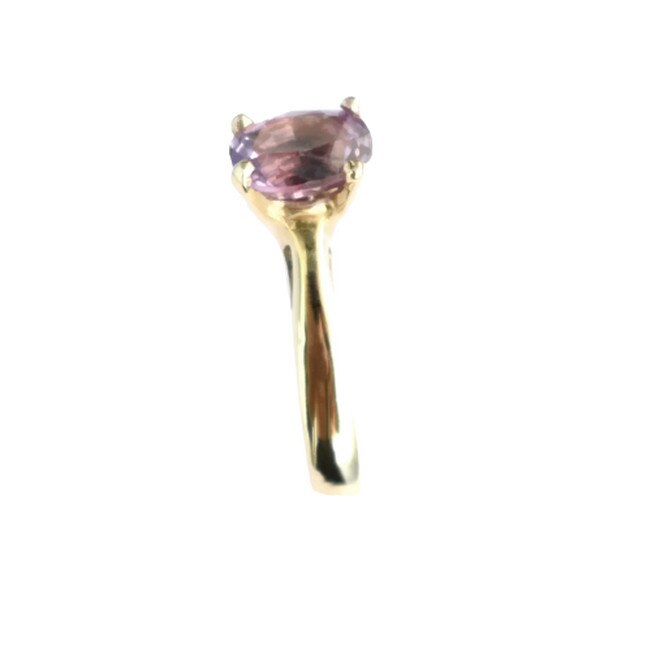 Inel dama Gold and Gems, aur 14k, cu safir natural, auriu cu piatra roz ...