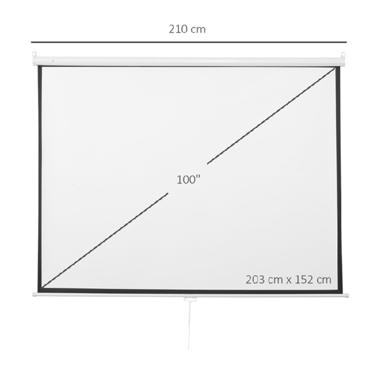 Ecran de proiectie, Homcom, 100 inch, 203 x 152 cm, Alb / Negru - eMAG.ro