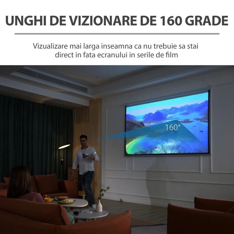 Ecran de proiectie, Homcom, 120 inch, 244 x 183 cm, Alb / Negru - eMAG.ro