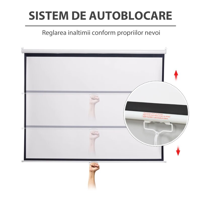 Ecran de proiectie, Homcom, 120 inch, 244 x 183 cm, Alb / Negru - eMAG.ro
