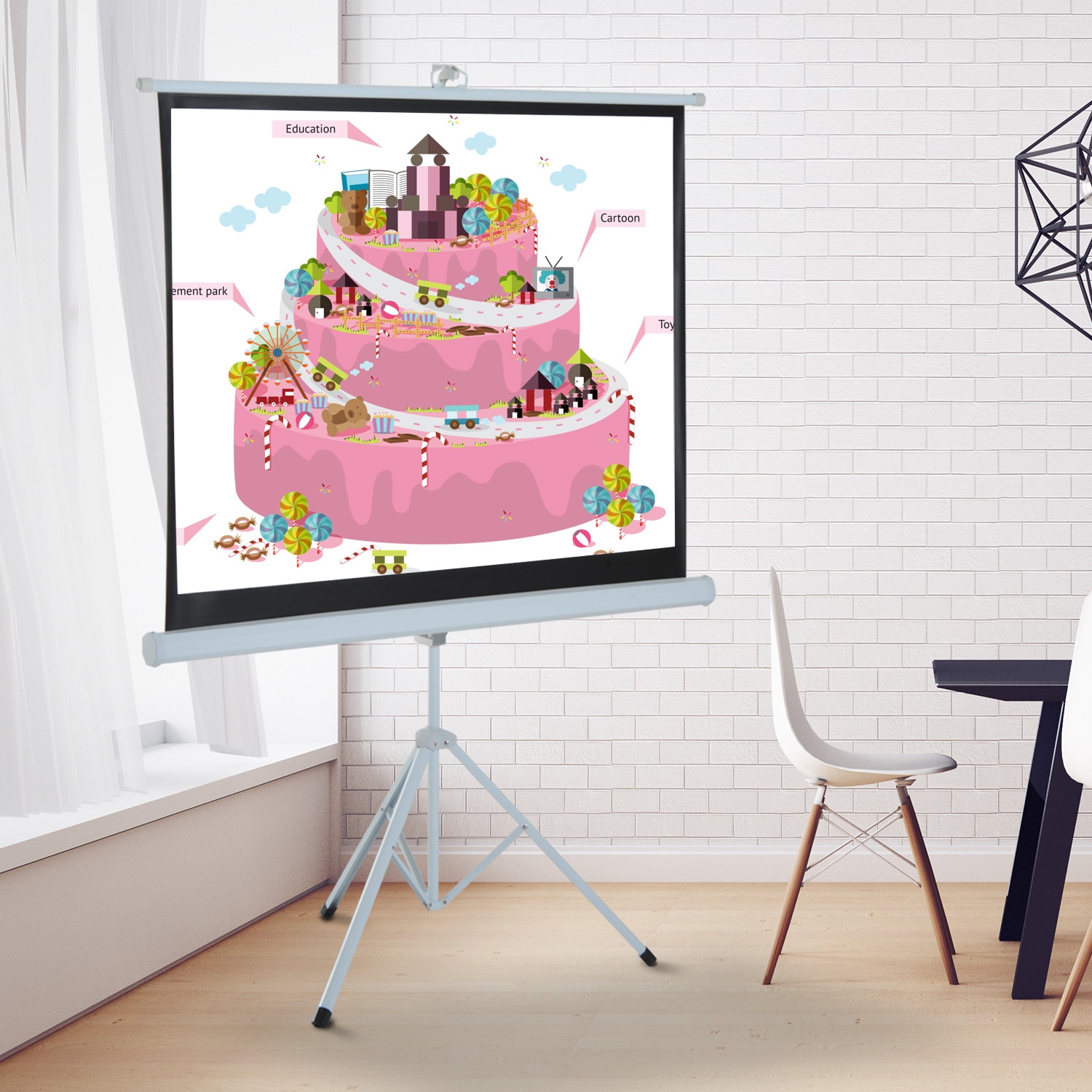 Ecran de proiectie, Homcom, 100 inch, 203 x 152 cm, Alb / Negru - eMAG.ro