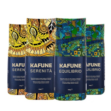 Pachet 4 pungi cafea boabe pentru espresso, Kafune, Serenita si ...