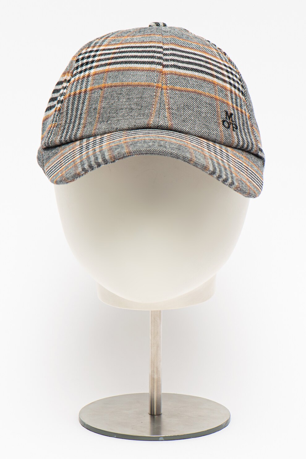 Marc O'Polo, Sapca cu model in carouri si logo brodat, Gri/Maro/Negru ...