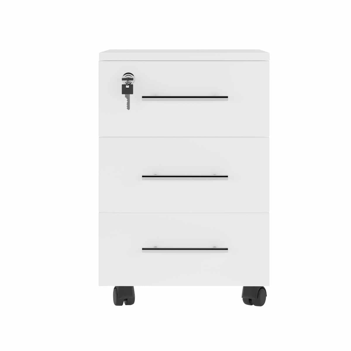 Casetiera ROLLBOX, PAL alb, 3 sertare si incuietoare, 40x45x60 cm - eMAG.ro