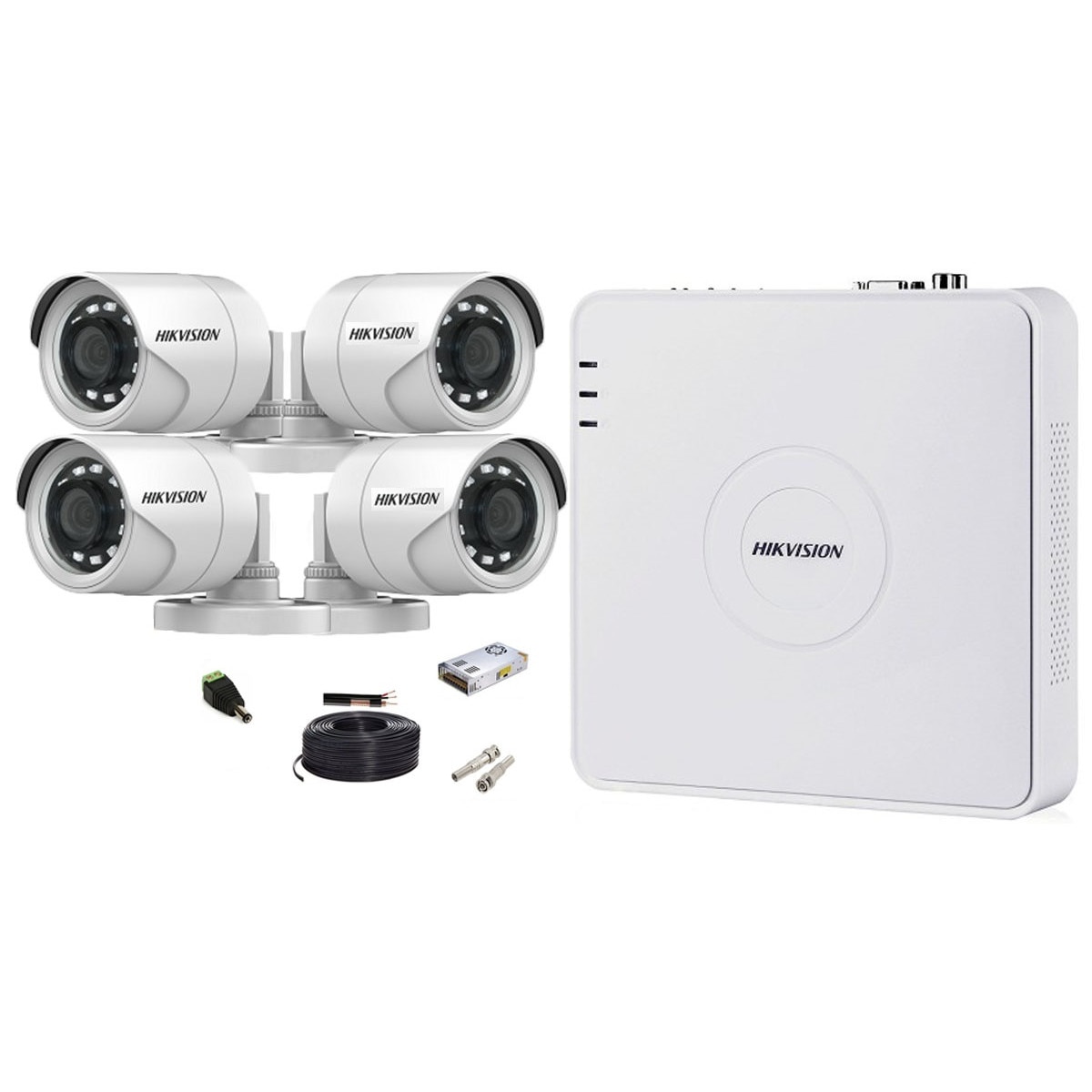 Hikvision пълен комплект за наблюдение 4 външни камери HD 720p, IR 20m ...