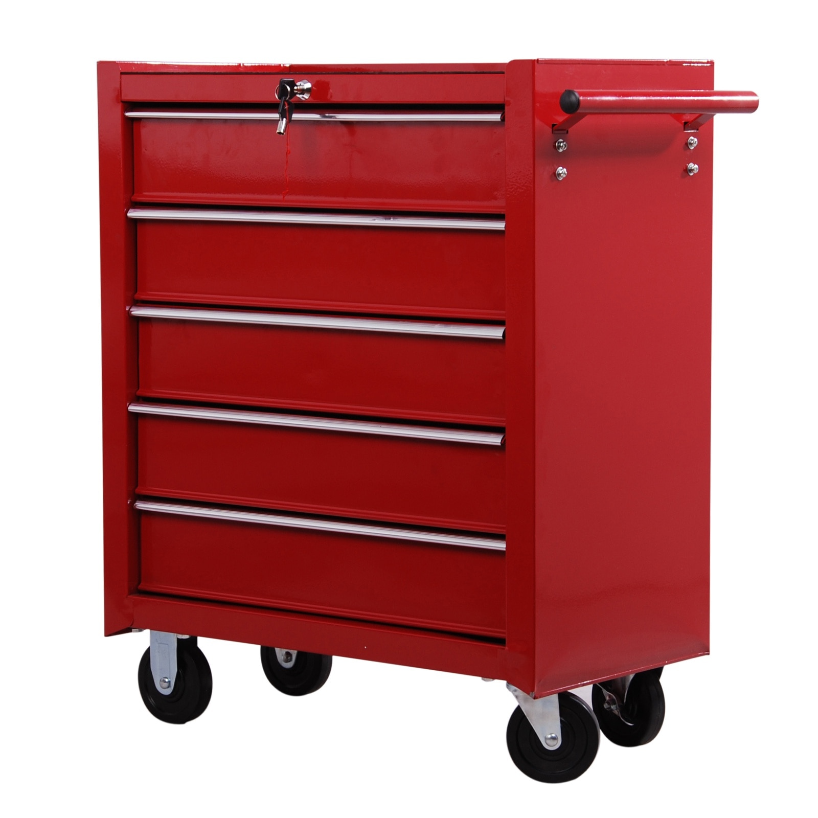 Dulap pe roti pentru scule HOMCOM, Otel, 67.5x33x77 cm, Rosu - eMAG.ro