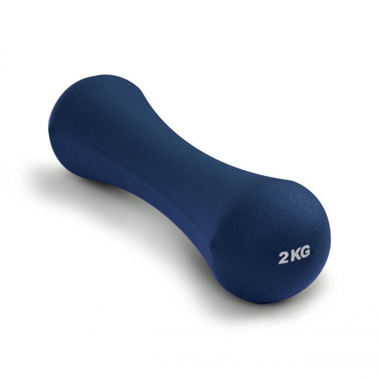 Set 2 greutati fitness x 2 kg, 6 x 21 cm, albastru, acoperite cu ...