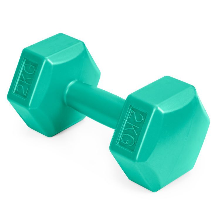 Set 2 greutati fitness x 2 kg, 10 x 21 cm, verde, forma hexagonala ...