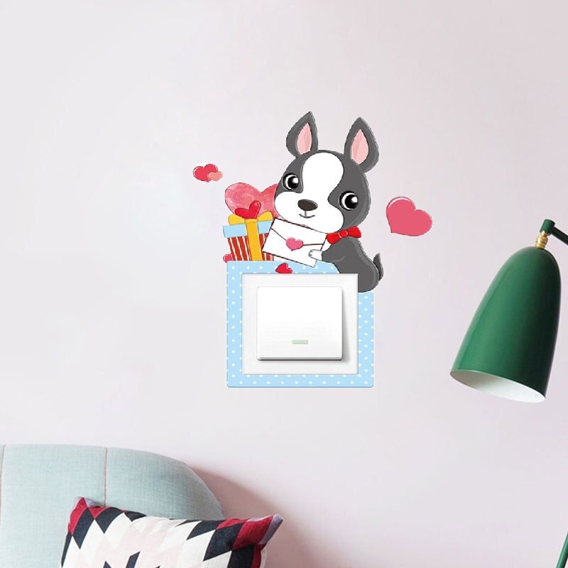 Sticker decorativ 3D pentru priza sau intrerupator, model Catel, 8.6x8 ...
