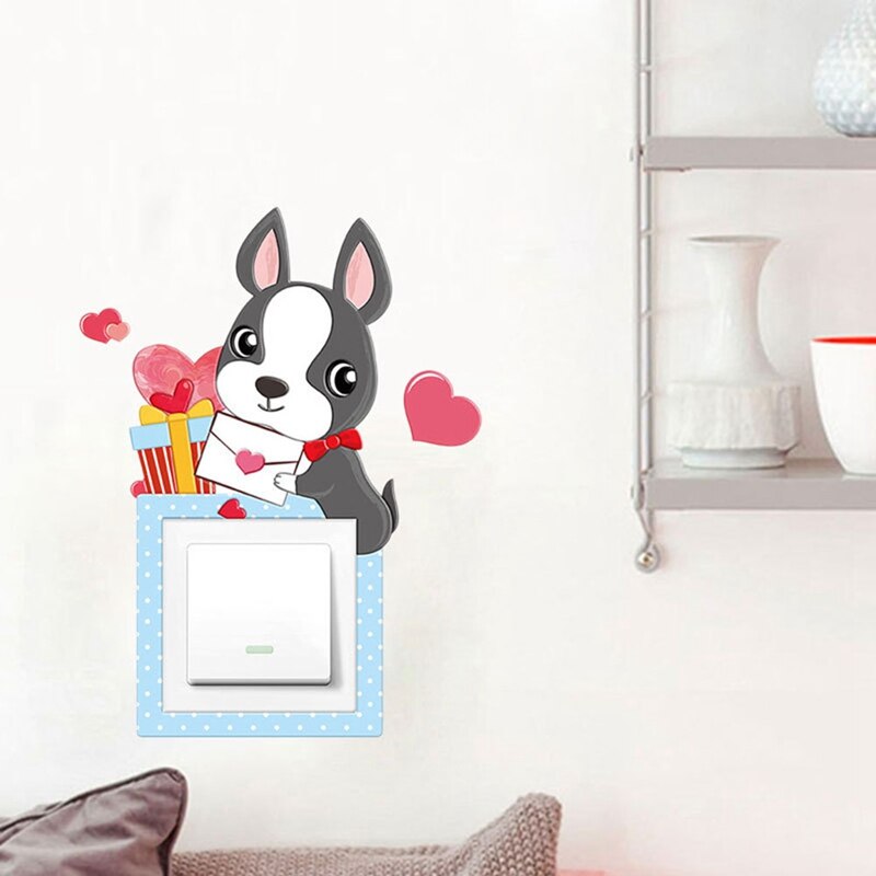 Sticker decorativ 3D pentru priza sau intrerupator, model Catel, 8.6x8 ...