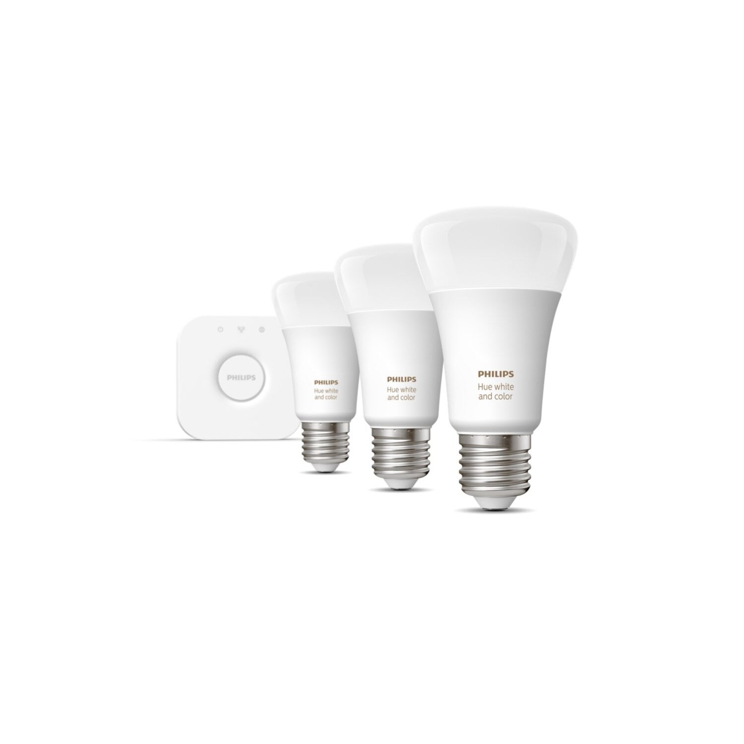 3 Becuri Philips E27 cu Ambianta Color si Alba, Control Inteligent ...
