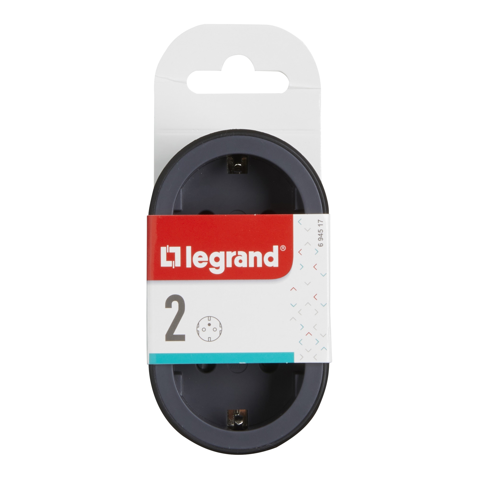 Adaptor priza Legrand Revolution L694517, 2 prize frontale, 16A, Negru ...