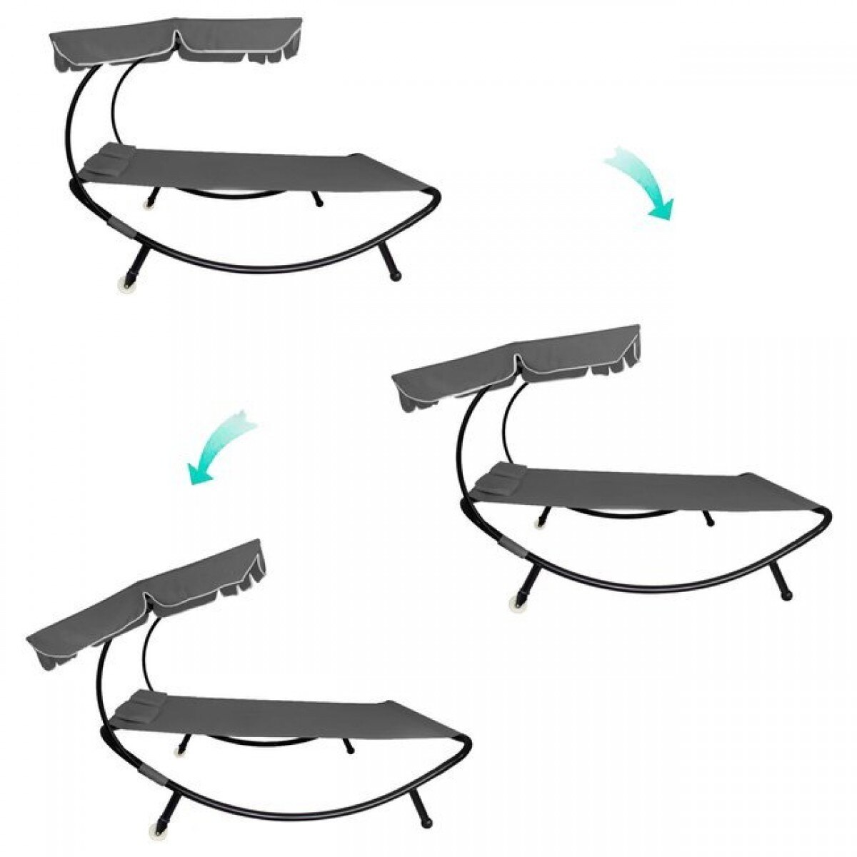 Sezlong pat dublu cu umbrela Sersimo GF22E, otel/poliester, 200x180x120 ...