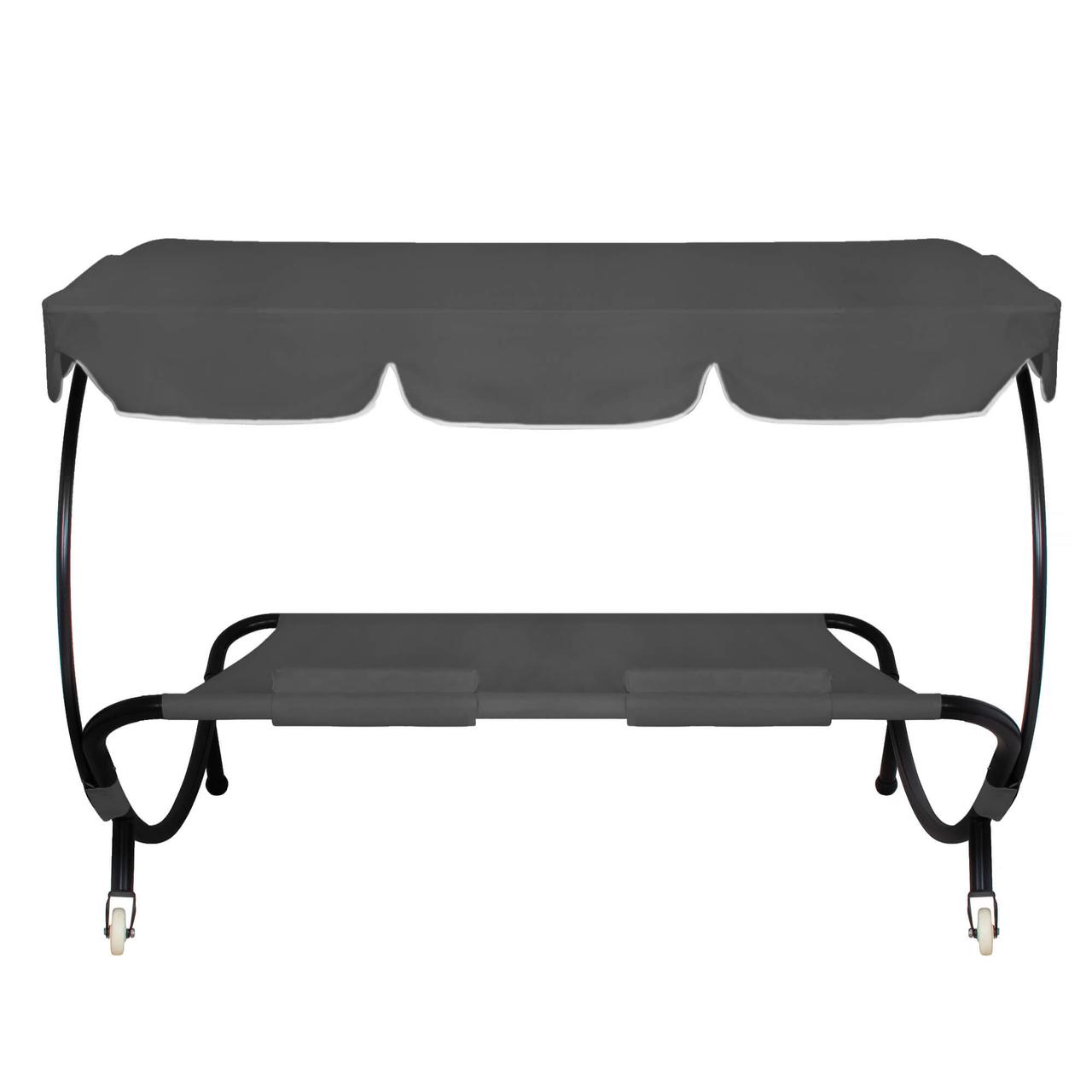 Sezlong pat dublu cu umbrela Sersimo GF22E, otel/poliester, 200x180x120 ...