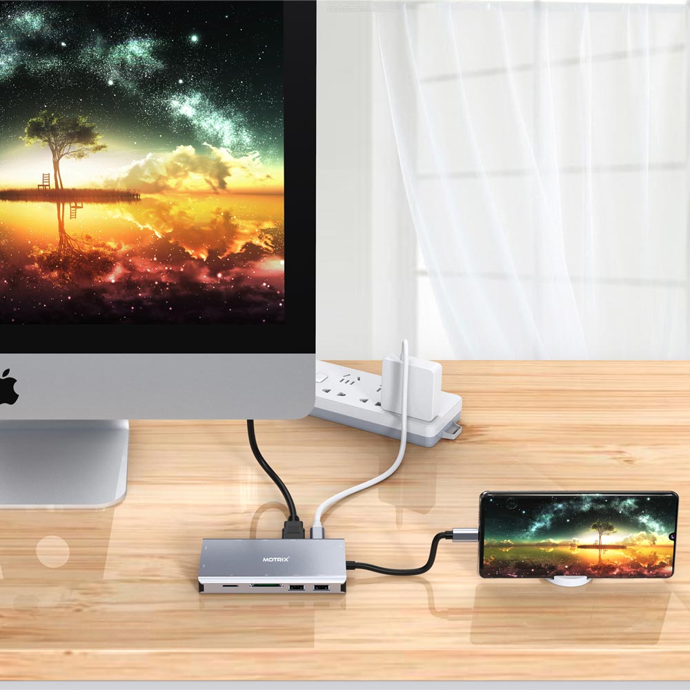 Hub adaptor Motrix® USB Type-C la 1xHDMI, 1xVGA, 1xRJ45 Gigabit ...