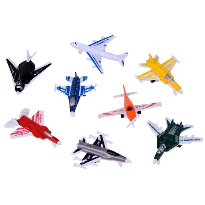Set 8 Avioane de Jucarie pentru Copii, Indiggo, din Metal si Plastic ...