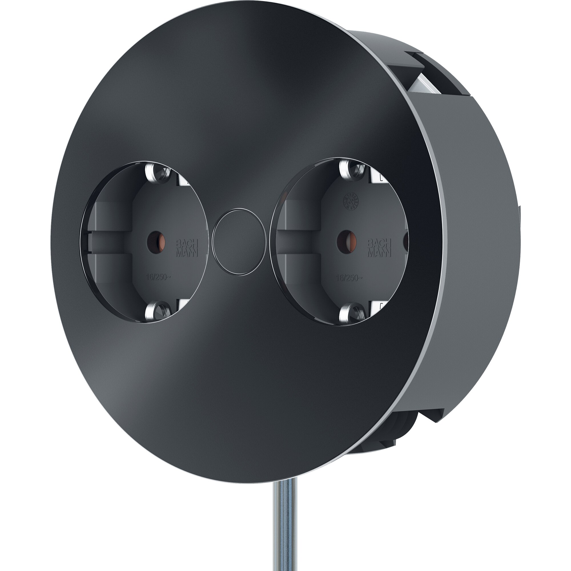 Multipriza incorporabila Bachmann Twist, 2 prize, cordon 2 m, Negru ...