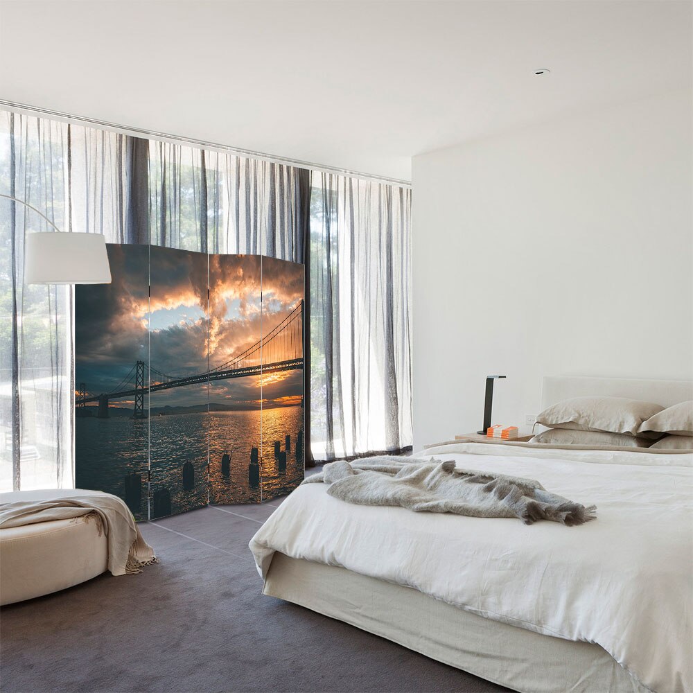 Paravan 4 piese Premium TrueColor, Art Star, Peste mari si poduri ...