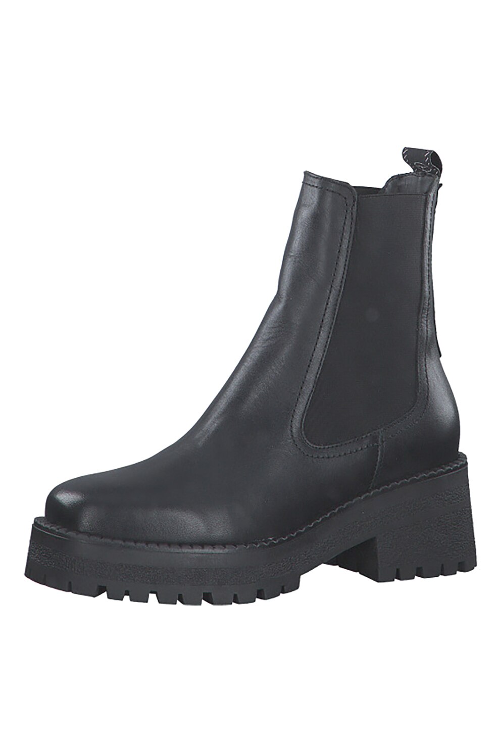 Tamaris, Ghete Chelsea din piele, Negru, 37 - eMAG.ro