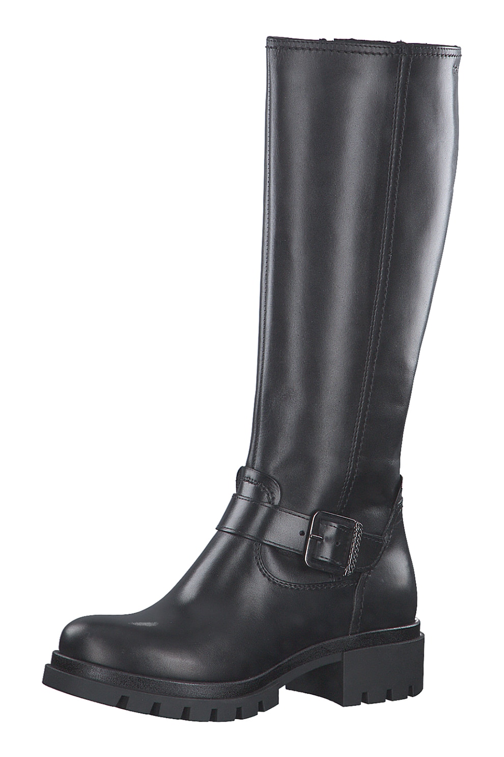 Tamaris, Cizme din piele cu bareta cu catarama pe glezna, Negru, 40 ...