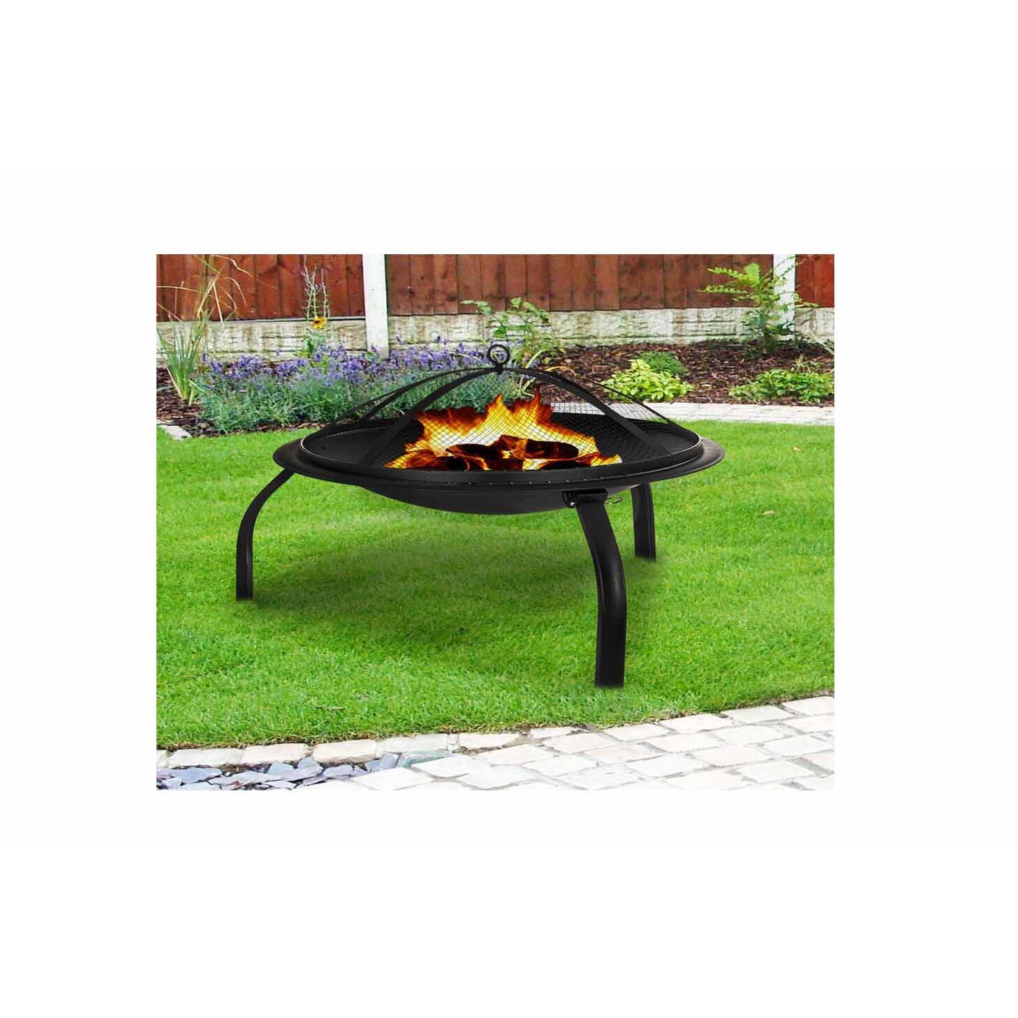 Vatra de foc rotund 54 x 37 cm, negru, otel, BB-CH712 - eMAG.ro