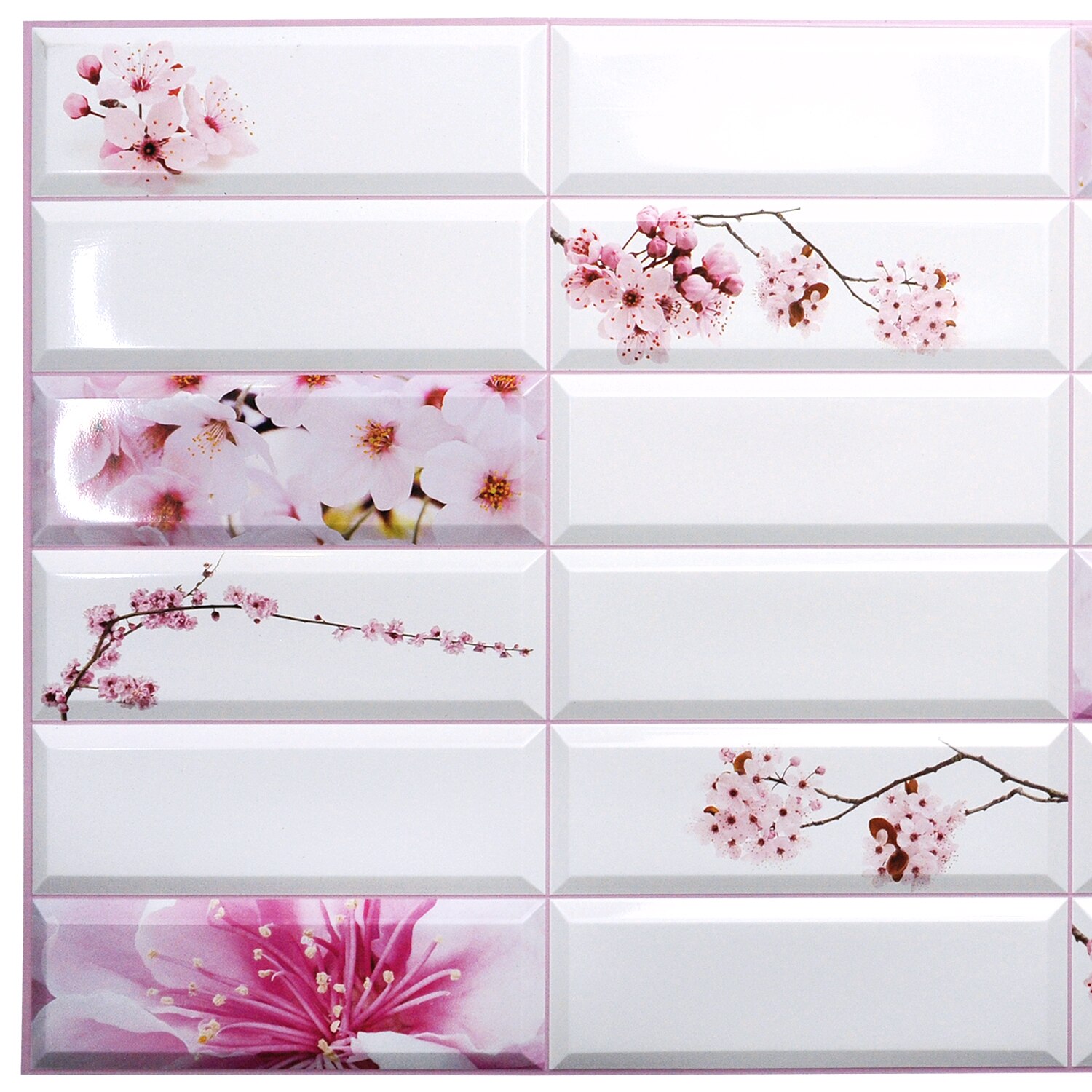 Set Panou PVC, 3D, 20 bucati, SAKURA, Roz/Alb, 980х498 mm - eMAG.ro