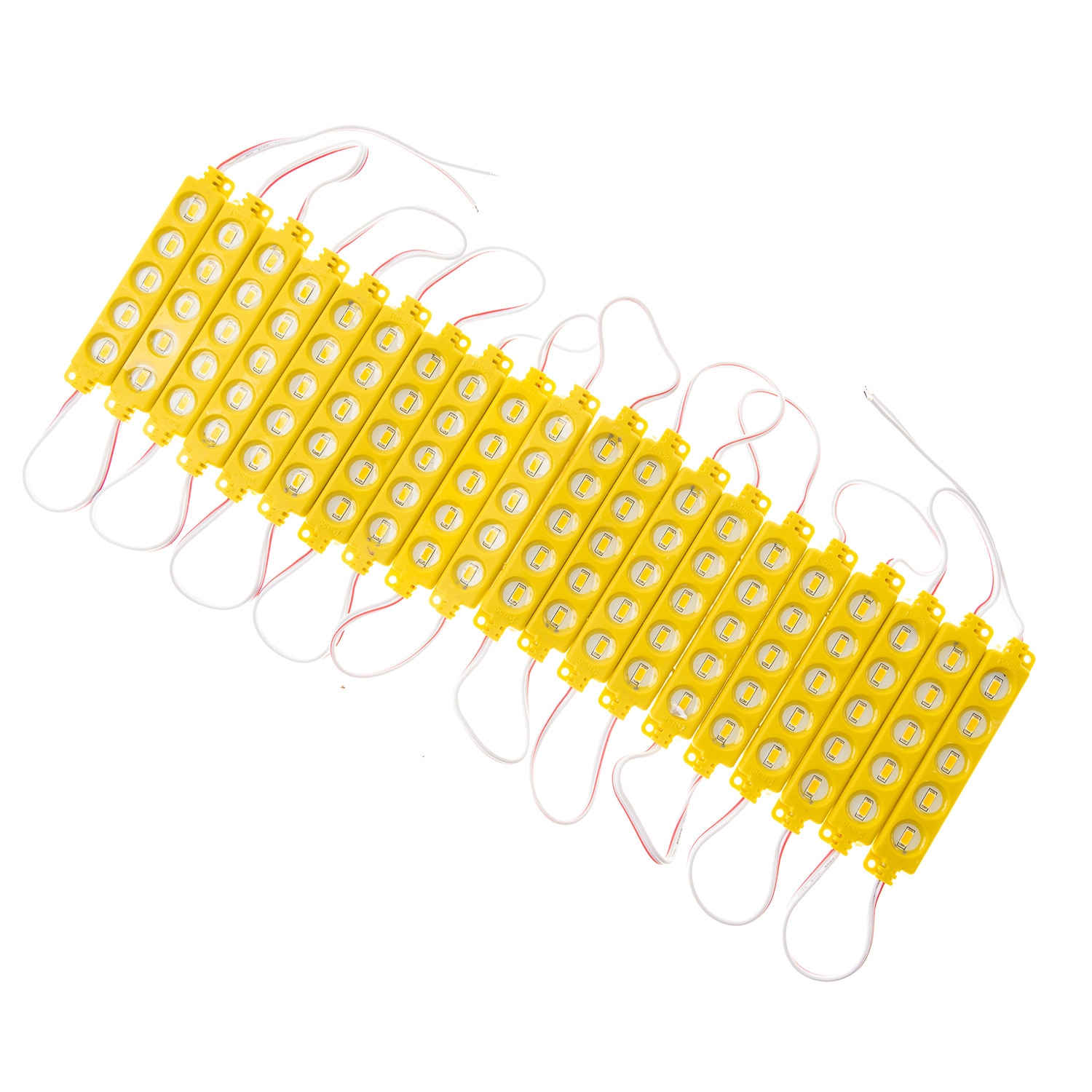 Set 20 bucati module led lupa, 12V, 5x0.2W, Galben - eMAG.ro