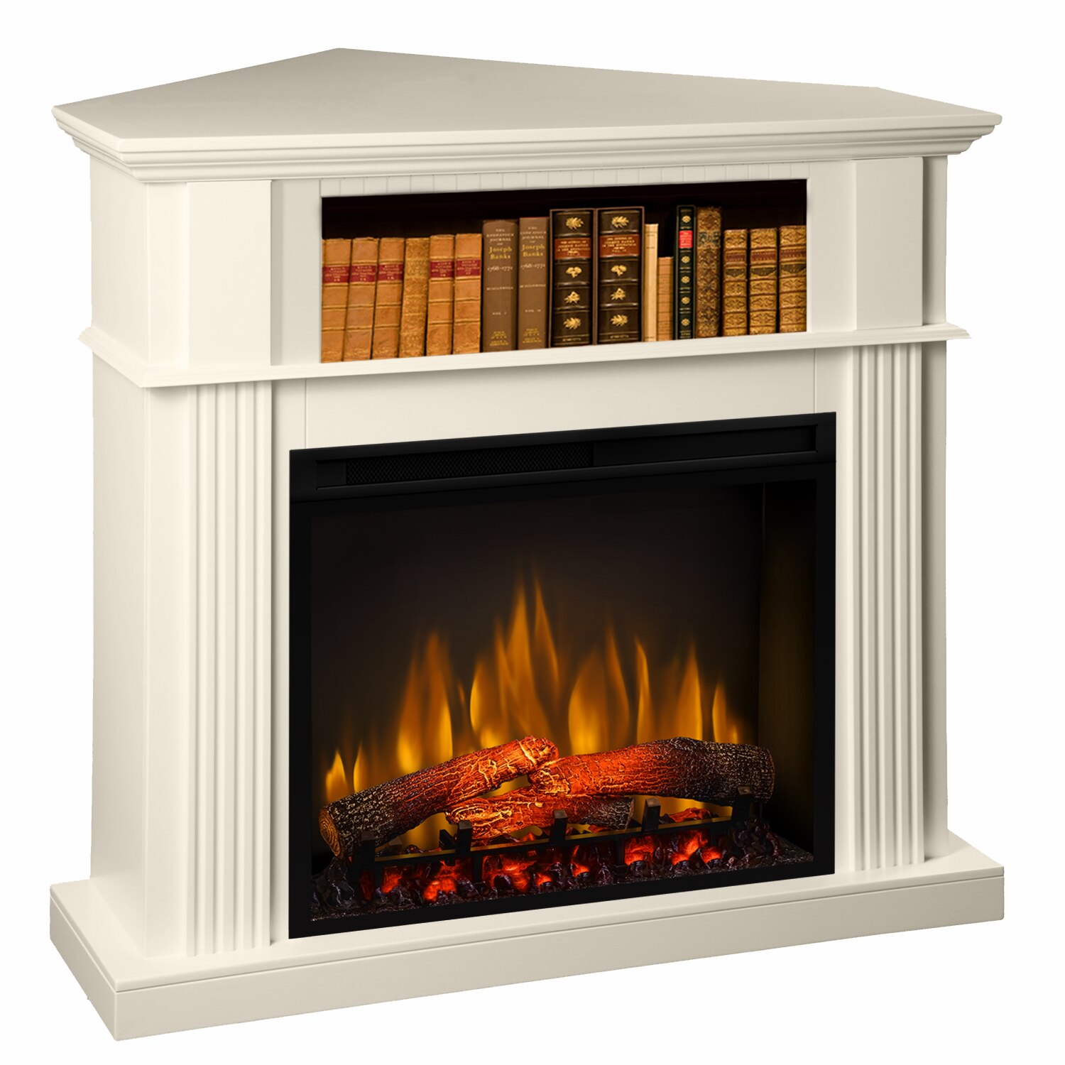 Semineu Atena Vanilla drept/colt - cu focar 3D Dimplex XHD28 si sunet ...