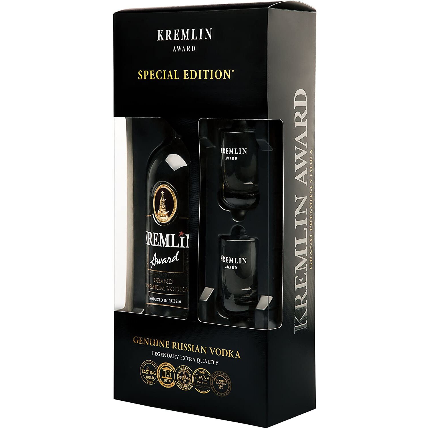Set vodca si 2 pahare Kremlin, 40%, 700 ml - eMAG.ro