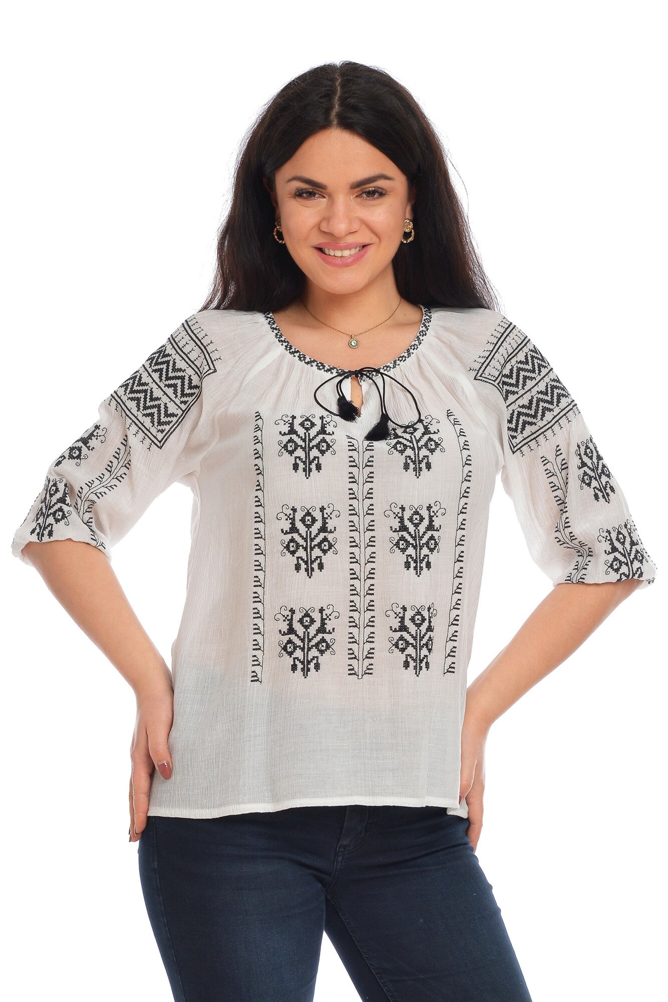 Ie Traditionala Romaneasca, alba cu broderie neagra, Dress To Impress ...