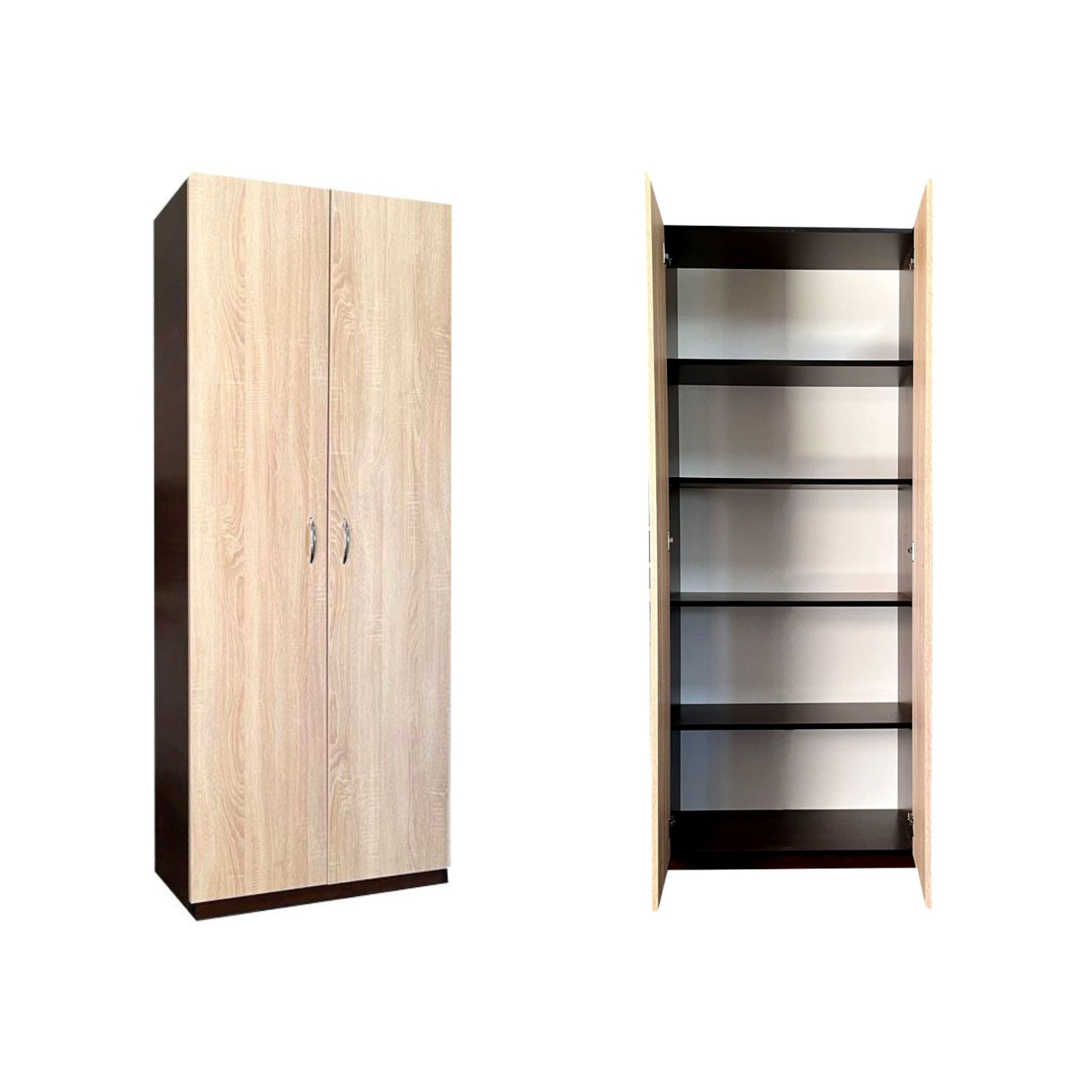 Dulap Wenge & Sonoma, cu 2 Usi si 4 polite, 197x80x40 cm, Pal 18 mm ...