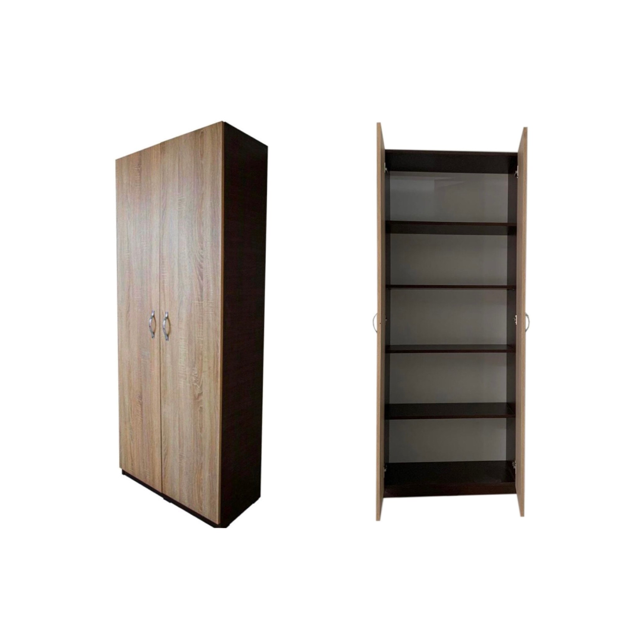 Dulap Wenge & Sonoma, cu 2 Usi si 4 polite, 197x80x40 cm, Pal 18 mm ...