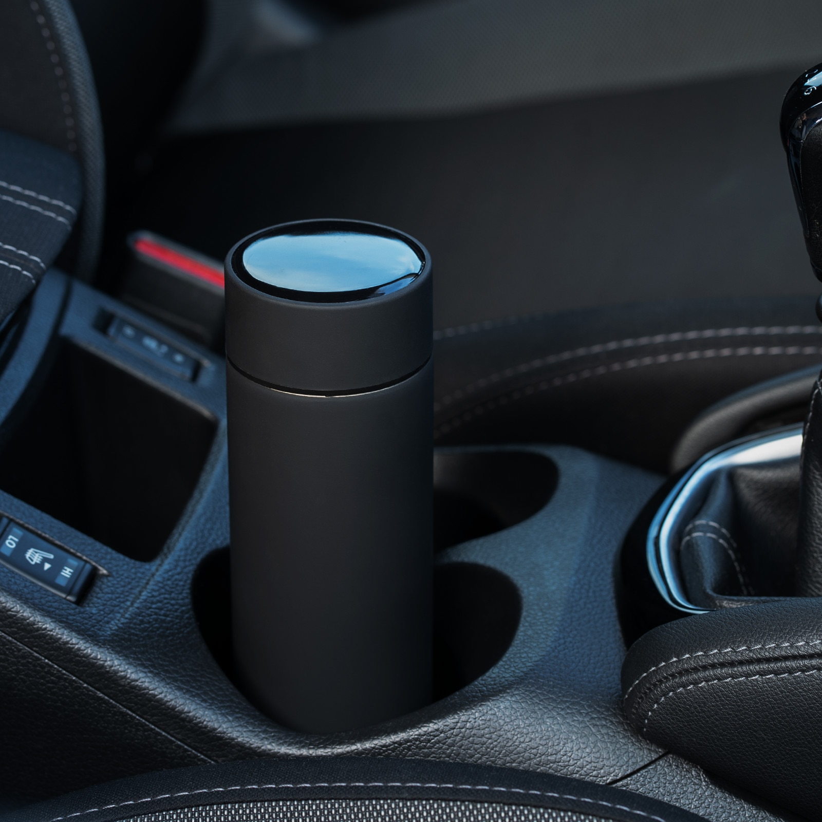 Termos Smart Negru mat cu sita infuzor si perete dublu, 500 ml, afisaj ...